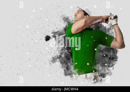 Golf Player with a green uniform coming out of a blast of smoke Stock ...
