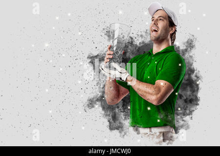 Golf Player with a green uniform coming out of a blast of smoke Stock ...