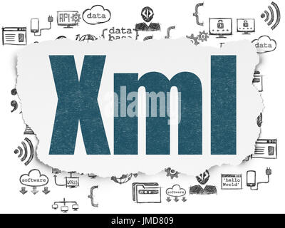 Database concept: Xml on Torn Paper background Stock Photo - Alamy
