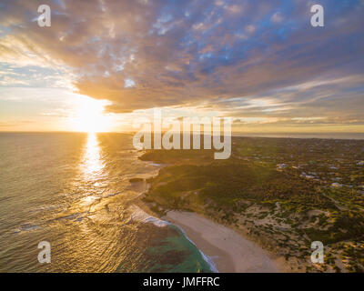 Sunset over rugged coastline of Sand Beach on a cool Fall evening in ...