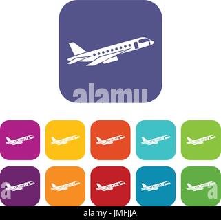 Airplane taking off icons set Stock Vector Image & Art - Alamy