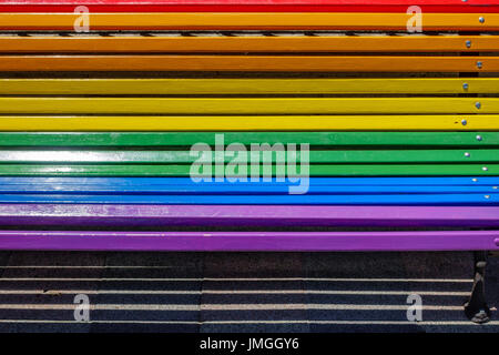rainbow painted bench Stock Photo - Alamy