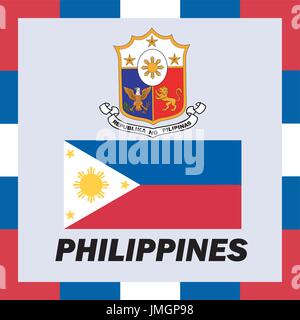 Philippines official national flag and coat of arms, vector ...
