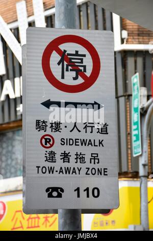 Chinese car parking sign in Beijing, China depicting standard symbols ...