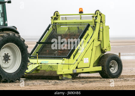 Barber Surf Rake vehicles on Ainsdale Beach, Southport, UK Stock Photo ...