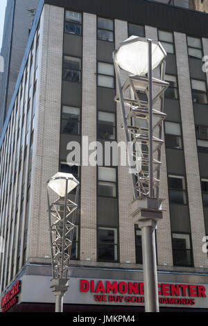 Diamond Shaped Street Light Pylons, Diamond District, NYC Stock Photo ...