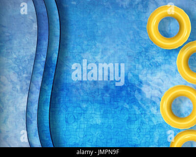 3d rendering swim ring floating on pool top view Stock Photo - Alamy