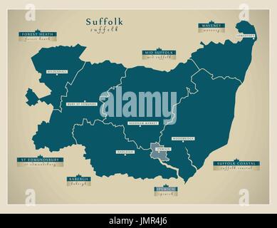Babergh district map - England UK Stock Vector Image & Art - Alamy
