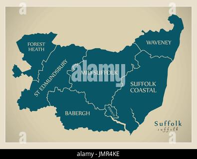 Babergh district map - England UK Stock Vector Image & Art - Alamy