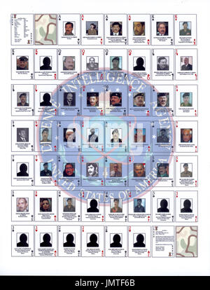 Saddam Hussein playing cards, Iraq war most wanted playing cards Stock ...