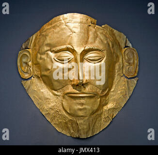 Gold Death-mask, known as the mask of Agamemnon, Bearded Man, from ...