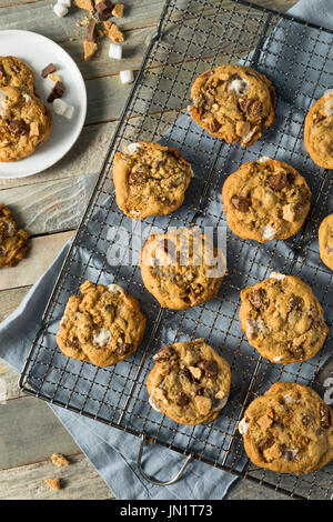 S'mores summer dessert melted on a blue plate Stock Photo - Alamy