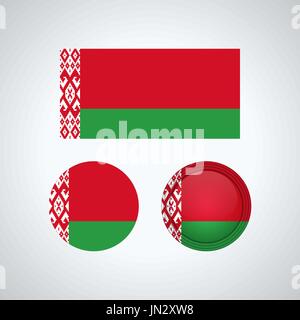 Belarus flag icon set. Belorussian pennant in official colors and ...