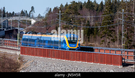 BOTHNIA LINE, SWEDEN ON APRIL 24, 2017. View of Norrtag on the track ...