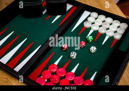 Box for playing tables with green inside surface, nards Stock Photo - Alamy