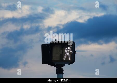 pedestrian white led walk street traffic sign New York City street ...