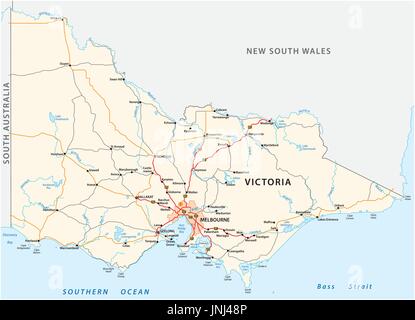 Road map of the australian state victoria with flag Stock Vector Image & Art - Alamy