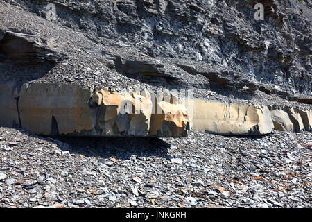 Geological cliff structures with limestone and soft crumbling oil ...