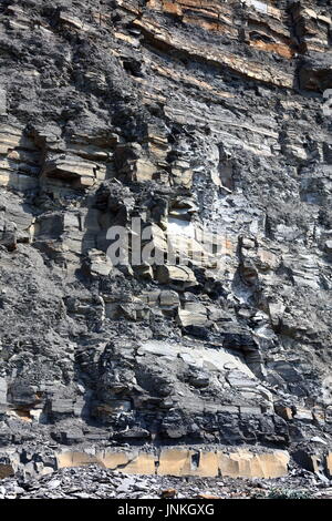 Geological cliff structures with limestone and soft crumbling oil ...