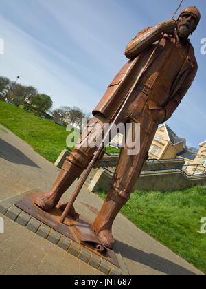 Steel statue Filey Fisherman North Yorkshire Uk Stock Photo - Alamy
