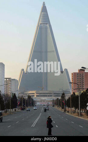 Construction of the pyramid-shaped Ryugyong hotel, Pyongan Province ...