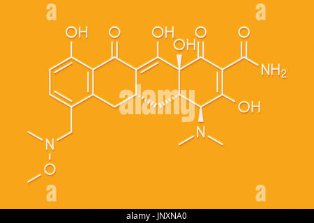Sarecycline antibiotic drug molecule (tetracycline class). Skeletal ...