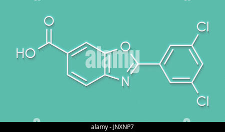 Tafamidis familial amyloid polyneuropathy (FAP) drug molecule. Skeletal ...