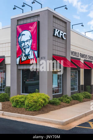 KFC restaurant with Colonel Sanders signage in Lawrenceville, Georgia ...