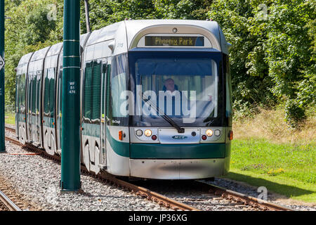 Nottingham Express tram, on Wilford Toll Bridge, Wilford village ...