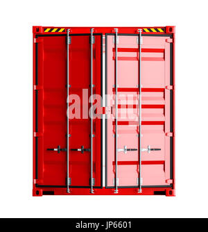 3d rendering of closed red shipping container isolated on white background Stock Photo - Alamy