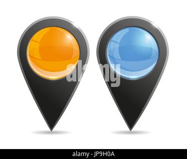 Green Map location pointer 3d pin. Navigation icon for web, banner ...