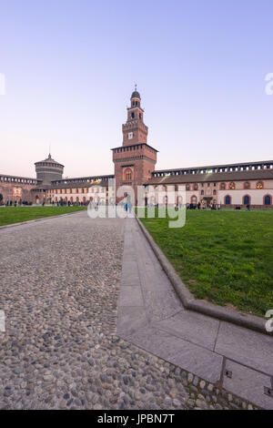 Italy Lombardy, Milan. Castello Sforzesco Castle, Courtyard, Marble ...