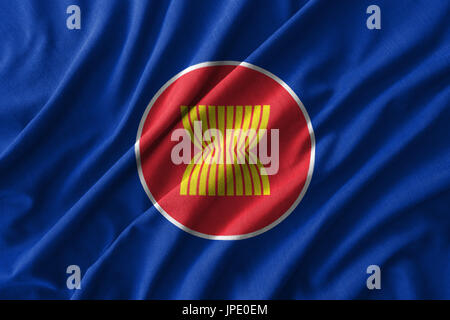 ASEAN flag painting on high detail of wave cotton fabrics . 3D ...