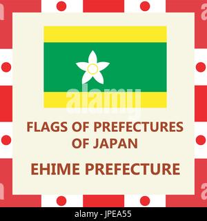 Flag of Ehime Prefecture (Japan) - vector, white satsuma flower Stock ...