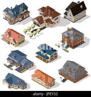 Vector low poly isometric buildings set Stock Vector Image & Art - Alamy