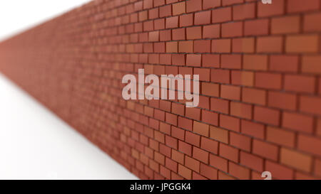 3d illustration of endless brick wall. isolated on white Stock Photo ...