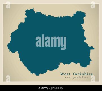 Modern Map - West Yorkshire metropolitan county with distirct captions ...