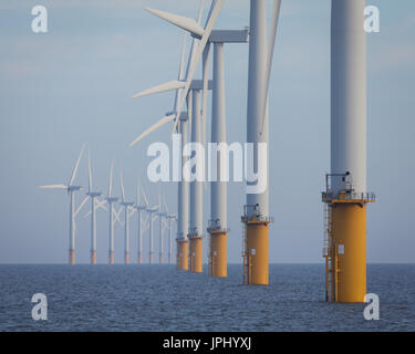 Wind Farm, marine, off Skegness, Turbines, North Sea, The Wash, viewed from Hunstanton, Norfolk ...