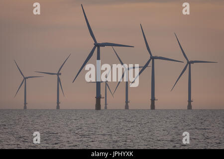 Wind Farm, marine, off Skegness, Turbines, North Sea, The Wash, viewed ...