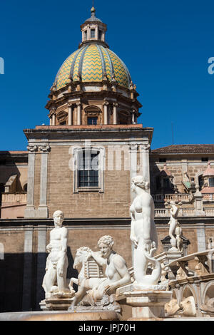 Marble statues of nymphs, humans, mermaids and satyrs on the 16th ...