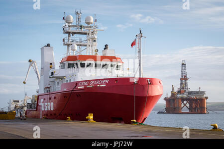 Survey vessel, Fugro Searcher, alongside in Invergordon, Scotland Stock ...