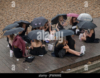 Picnic in the rain. Picnic in bad weather. Picnic by the sea bad ...