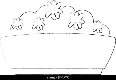 bush with flowers icon over white background colorful design vector ...
