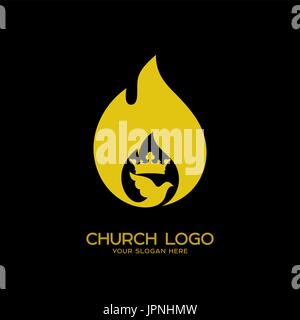Church logo. Christian symbols. The Flame of the Holy Spirit and the ...