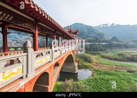 Leshan, Sichuan Province, China --- Bridge leading to Dafo, the Giant ...