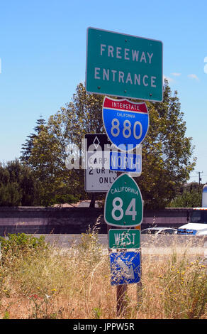 Freeway entrance signs California USA Stock Photo - Alamy