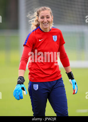 England goalkeeper Siobhan Chamberlain during a training session at ...