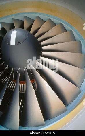 engine front-fan blades and spinner of an IAE V2527-A5 jet-engine on an ...