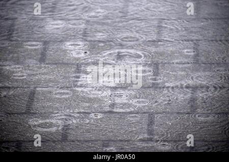 Street, paving-stone, rain puddle, sidewalk, paved, weather, rain ...