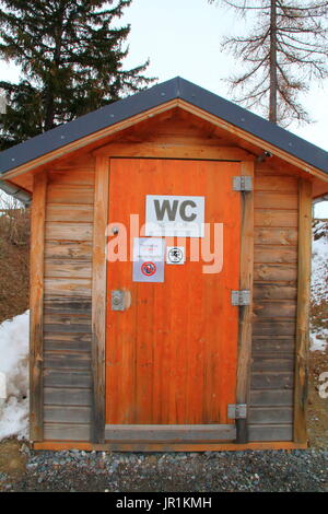 Pit toilet in ski resort, Savoie, Alps, France Stock Photo - Alamy